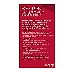 Revlon Colorsilk Beautiful Color Permanent Hair Color, Long-Lasting High-Definition Color, Shine & Silky Softness with 100% Gray Coverage, Ammonia Free, 042 Medium Auburn, 1 Pack