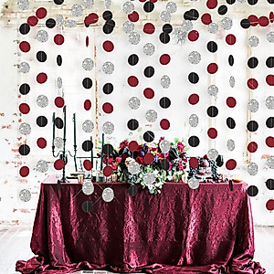 Graduation Decorations Maroon Black 2024/Maroon Black Birthday Party Decorations Bridal Shower Wedding/Burgundy Black Graduation Party Decorations/Burgundy Black Circle Paper Garlands 2pcs