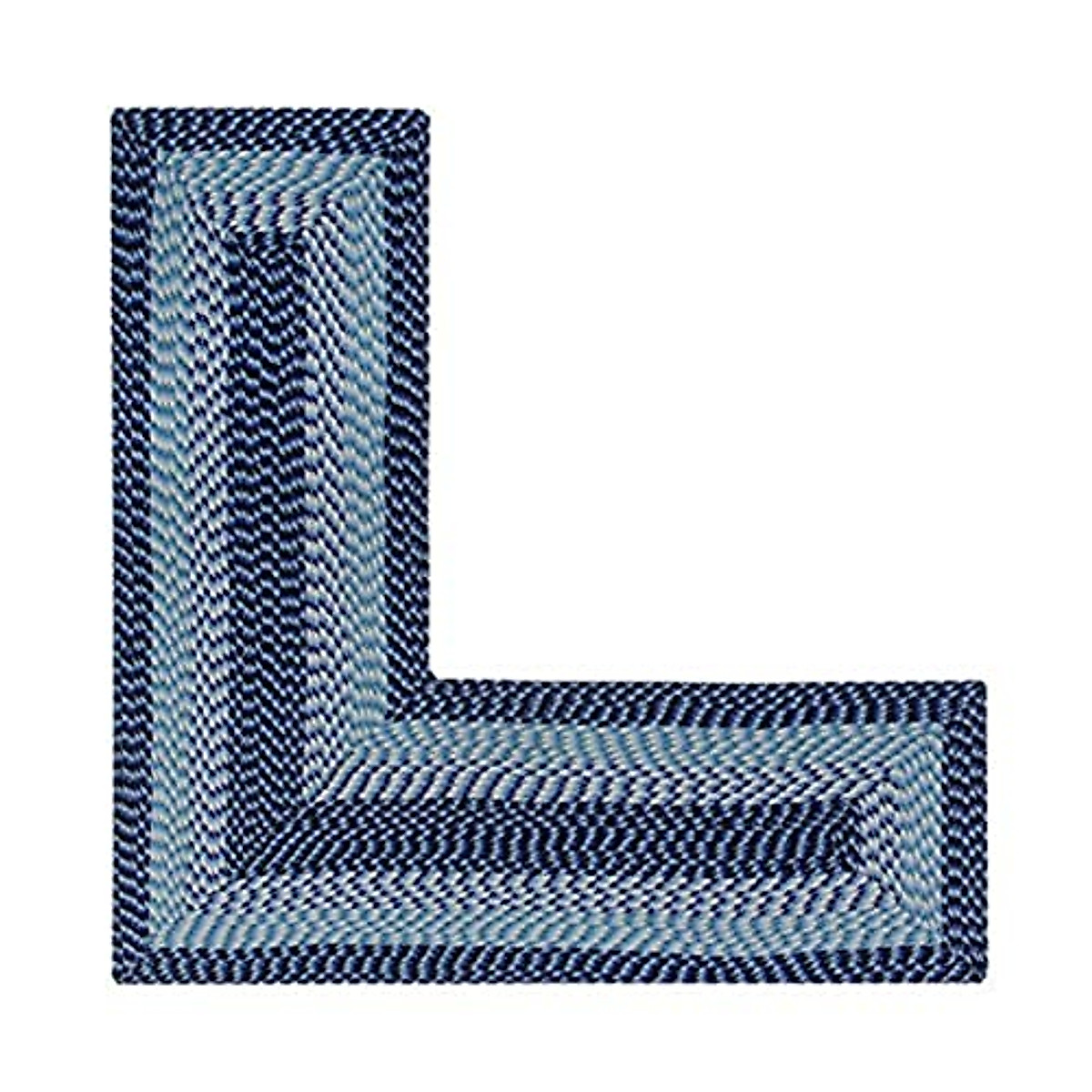Better Trends Alpine Braid Collection is Durable & Stain Resistant Reversible Indoor Area Utility Rug 100% Polypropylene in Vibrant Colors, 24" x 68" x 68" L-Shape, Navy Stripe