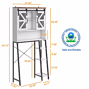 Over The Toilet Storage Cabinet, Farmhouse Storage Cabinet Over Toilet with Sliding Barn Door，Home Space-Saving Toilet Rack, for Bathroom, Restroom, Laundry