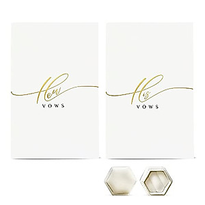 Vow Books for Wedding, Vow Books His and Hers, Vow Renewal Gift, Vow Journal with Lined 28 Pages, Bride and Groom Vow Book, Vow Books Gold Letters, Wedding Vow Books with Velvet Jewelry Ring Box Gift