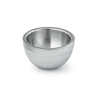 NUCU Artisan Insulated, Double-Wall Hammered Stainless Steel Serving Bowl, 14-Ounce Capacity