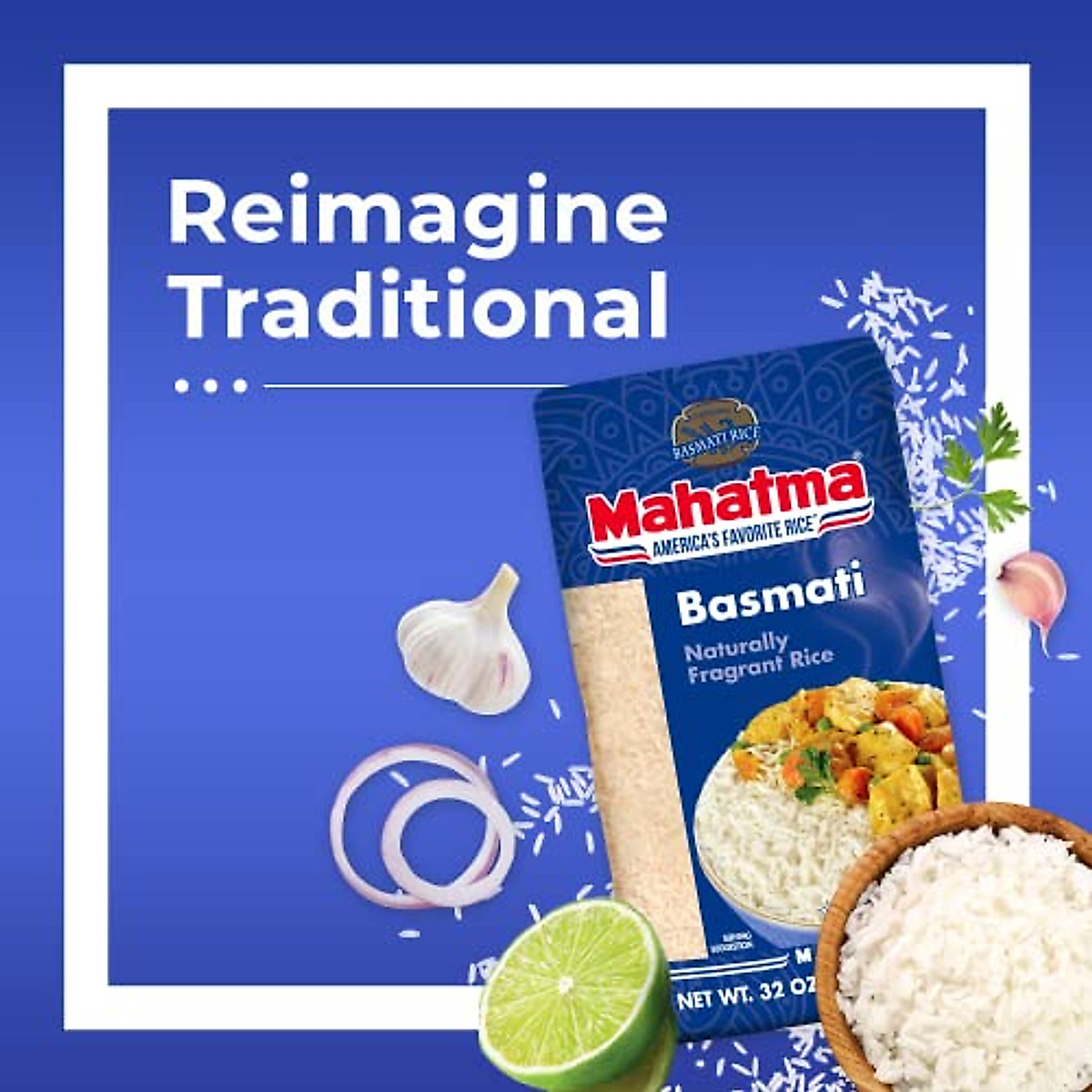 Mahatma Indian Basmati Rice, 32-Ounce Bag of Rice, Fluffy, Floral, and Nutty-Flavored Rice, Stovetop or Microwave Rice
