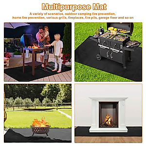 Hepotk Grill Mats for Outdoor Grill - 40 x 70 Inch Fireproof Pit Mat Protects Decks and Patio - Oil-Proof & Waterproof Grill Pad for Fire Pit