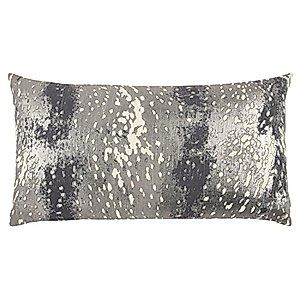 Rizzy Home T13081 Decorative Pillow, 14"X26", Gray/Black/Metallic