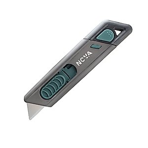 Nova Lock N Cut Self-Retracting Safety Box Cutter with 2 Blade-Depth Setting, 2-side window, Safety Knife with Standard Utility Knife Blades, Safety-Lock Design