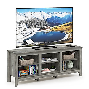 FURINNO Jensen TV Stand with Shelf, French Oak Grey, 65-Inch