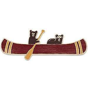 Open Road Brands Bear Cubs in Canoe Wood Wall Decor- Large Canoe Wall Art for Lake House, Cabin or Man Cave