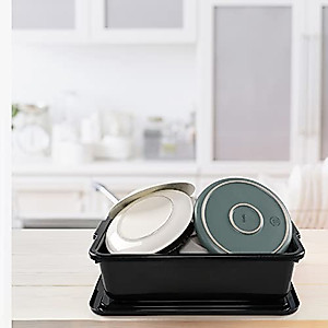 Yuright 4 Pack Black Bus Tub with Lids, 13 L Food Grade Commercial Bus Tubs