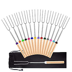 Fzbjayoon Marshmallow Roasting Sticks Set of 15 Smores Skewers Camping Cookware 32 Inch Campfire Roasting Sticks for Kids