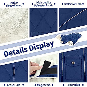 Malier Dog Winter Coat, Windproof Dog Cold Weather Coats with Real Pocket, Winter Dog Extra Warm Coat Dog Fleece Jacket Reflective Dog Clothes for Small Medium Large Dogs and Puppy (Large, Blue)