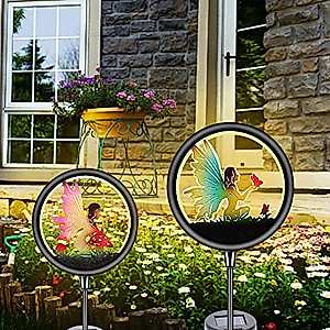 EDOF 2 Pack Fairy Solar Light Garden Decor, Fairy Decorative Garden LED Stake Lights for Walkway Yard Lawn Patio Garden Courtyard Waterproof Outdoor Decorative