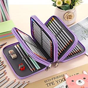 BTSKY® Handy Wearable Oxford Colored Pencil Case 72 Slots Pencil Organizer (Purple)