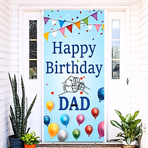 Labakita Blue Happy Birthday Dad Door Banner, Men's Birthday Decorations, Father Birthday Party Banner, Happy Birthday Banner for Men