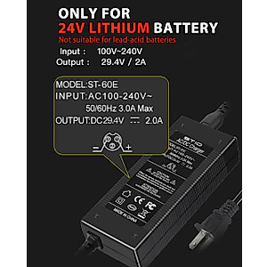 stio Universal Battery Charger for Razor, 29.4V 2A Power Supply 3Prong DC5.5-2.5/2.1 XLR Connector for Wheelchairs, Dirt Quad, Sports Mod 24V Lithium Battery Power Adapter