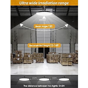 UFO LED High Bay Light,150W 4Pack 22500LM,Shop Lights,IP66 Waterproof Lights for Workshop, Warehouse, Barn,Garage, Factory, Gym, Industrial Lighting, Commercial Lights,6500K Daylight,with US Plug