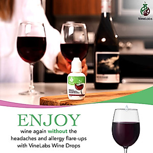 VineLabs Sulfite Removing Wine Drops, Odorless and Tasteless Purifier for Red and White Wines, Natural Headache Reducer, Made in the USA