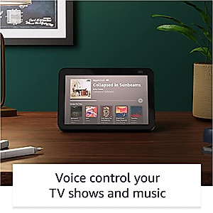 Echo Show 8 (2nd Gen, 2021 release) | International Version with UK Power Adaptor | HD smart display with Alexa and 13 MP camera | Charcoal