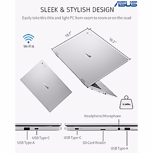 ASUS Chromebook Business Laptop, 17.3" FHD Widescreen Slim-Bezel, Intel Celeron N4500, Chrome OS, 4GB RAM, 64GB eMMC, Wi-Fi 6, Type-C, Intel UHD Graphics, Long Battery Life, Durlyfish