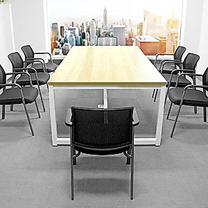 CLATINA Mesh Back Stacking Arm Chairs with Upholstered Fabric Seat and Ergonomic Lumber Support for Office School Church Guest Reception Black 4 Pack Set New Version