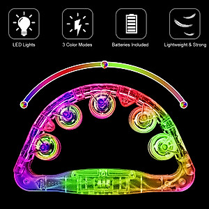 LED Tambourine, Light up Musical Flashing Tambourine (2 PCS)