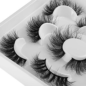 Geeneiya Mink Lashes Fluffy 5 Pairs Eyelashes Wispy Natural Look Eye Lashes Pack 8D Fluffy Dramatic False Lashes Luxury Volume Strip Fake Eyelashes 5 Styles