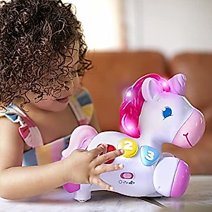 Bright Starts Rock & Glow Unicorn Crawling Baby Toy with Lights and Melodies, Age 6 Months +, Pink
