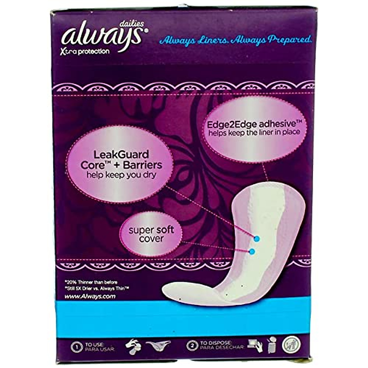 Always Xtra Protection Regular Daily Liners, 50 Count (Pack of 3)
