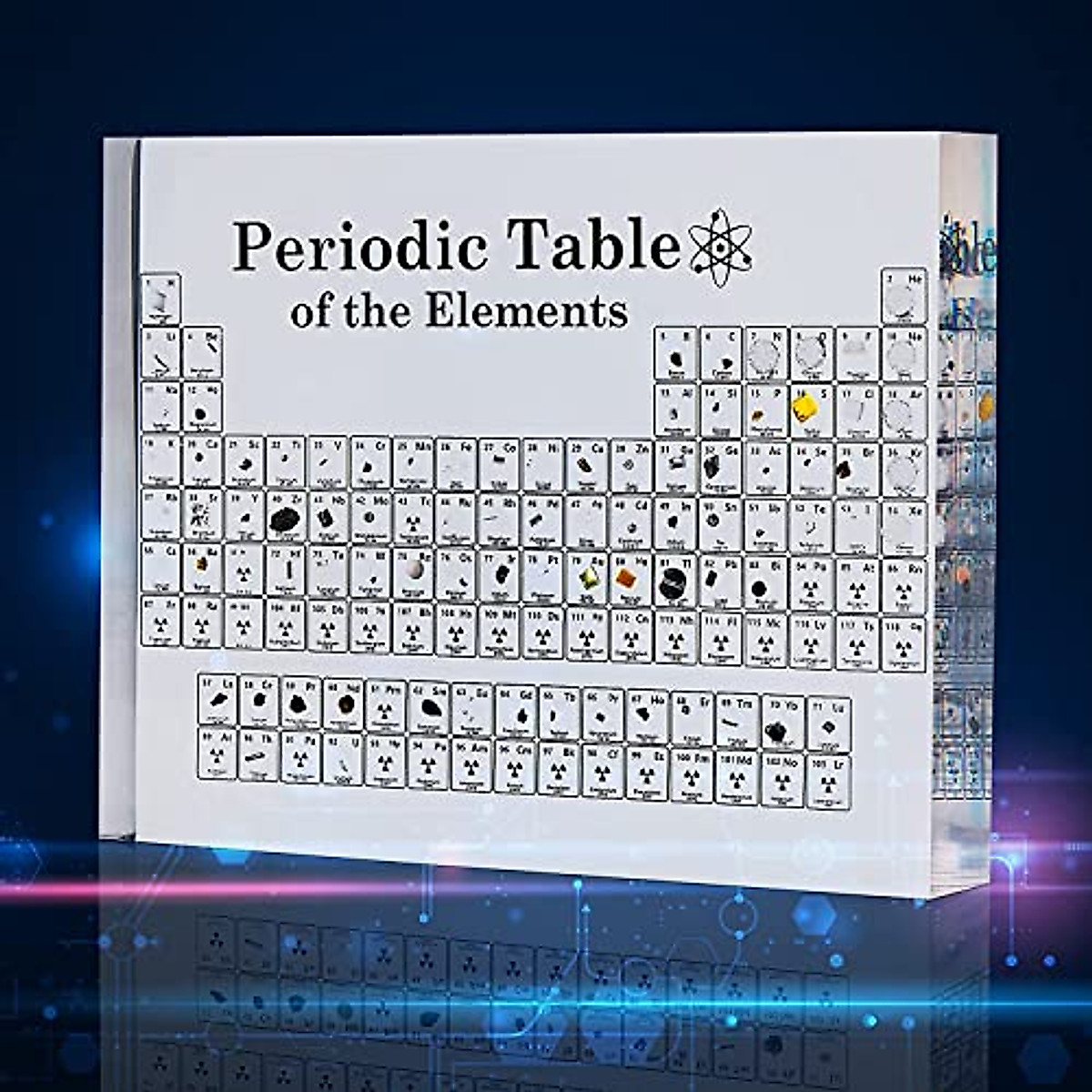 Periodic Table Real Elements Inside,Clear Acrylic Periodic Table with Elements Samples,3D Periodic Table Display with Elements,Gift for Teacher, Student, Kids(M)