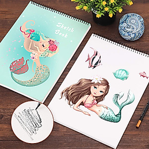 Sketch Book, 100 Pages (50 Sheets), Spiral Bound Artist Sketch Pad, Acid Free Drawing Paper for Drawing, Painting, Sketching or Doodling, Mermaid Cover for Girls