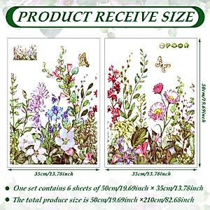 Outus Flower Wall Decals Floral Butterfly Wall Stickers Wildflower Greenery Wall Decor Removable Peel and Stick Art Murals for Kids Room Nursery Bedroom Living Room Home(19.69 x 82.68 Inch)