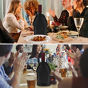 Pallesen Portable Wine Cooler Sleeve - Reusable Bottle Chiller Keeps Red, White & Champagne Cool for 750ml Standard Size Bottles (Black)