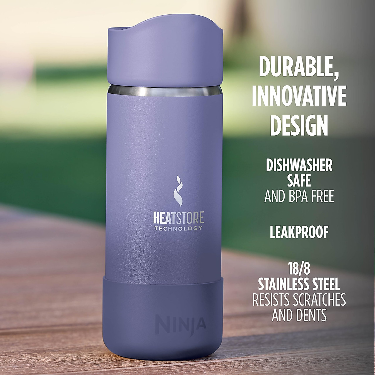 Ninja, Travel Mug, Sip Perfect 16oz, Brings Hot Drinks to Sippable Temperature in Minutes, Stainless Steel, Leak Proof, Dishwasher Safe, Metal, Insulated Tumbler, Wisteria Purple, DW1603LD