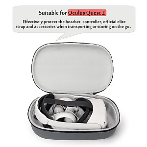 mcyiqihai Duyoku Carrying Case Compatible with Oculus Quest 2, VR Headset and Controller Accessories PU Leather Waterproof Travel Storage Case (Fits Official Elite Strap)