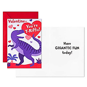 Hallmark Valentines Day Cards Assortment for Kids Classroom, 8 Valentine's Day Cards with Envelopes (Dinosaurs)
