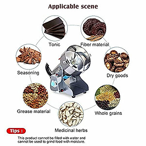 Samger 70-300 Mesh Electric Grain Miller Grinder 700g 1800W Stainless Steel High Speed Spice Grinder Pulverizer 28000RPM Commercial Powder Machine for Coffee Bean Nut Herb Wheat Pepper