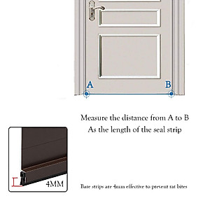 BAINING Metal Door Draft Stopper, 36 Inch Under Door Sweep Bottom Blocker with Rubber Seal Strip, Aluminum Sweeps for Home Doors Rodent Proof, Brown