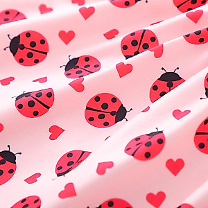 Girls Ladybug Dress Short Sleeve Ruffle Sundresses Kids Summer Outfits Animal Print Clothes Toddler Pink Swing Dresses 2-3 Years Old