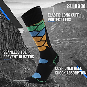SuMade Waterproof Socks, Women's Men's Summer Long Knee High Length Warm Lightweight Mountain Climbing Boating Fishing Hiking Rain Boots Socks Kayak Wading Socks 1 Pair (Black, Small)