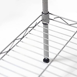 OSGP 5 Shelf Storage Rack Heavy Duty Metal Organizer Storage Shelf Adjustable Wire Rack Steel Organizer with Leveling Feet, Hooks and Wire Shelf Liners, Silver(23.6L x 12.6W x 59.1H)