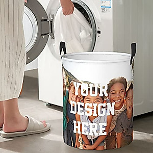Personalized Hampers Custom Laundry Basket with Name, Customized Dirty Clothes Hamper with Photo/Text for Boys Girls Women Men, Collapsible Storage Basket with Handle for Bedroom, Large 19.6" x 15.7"