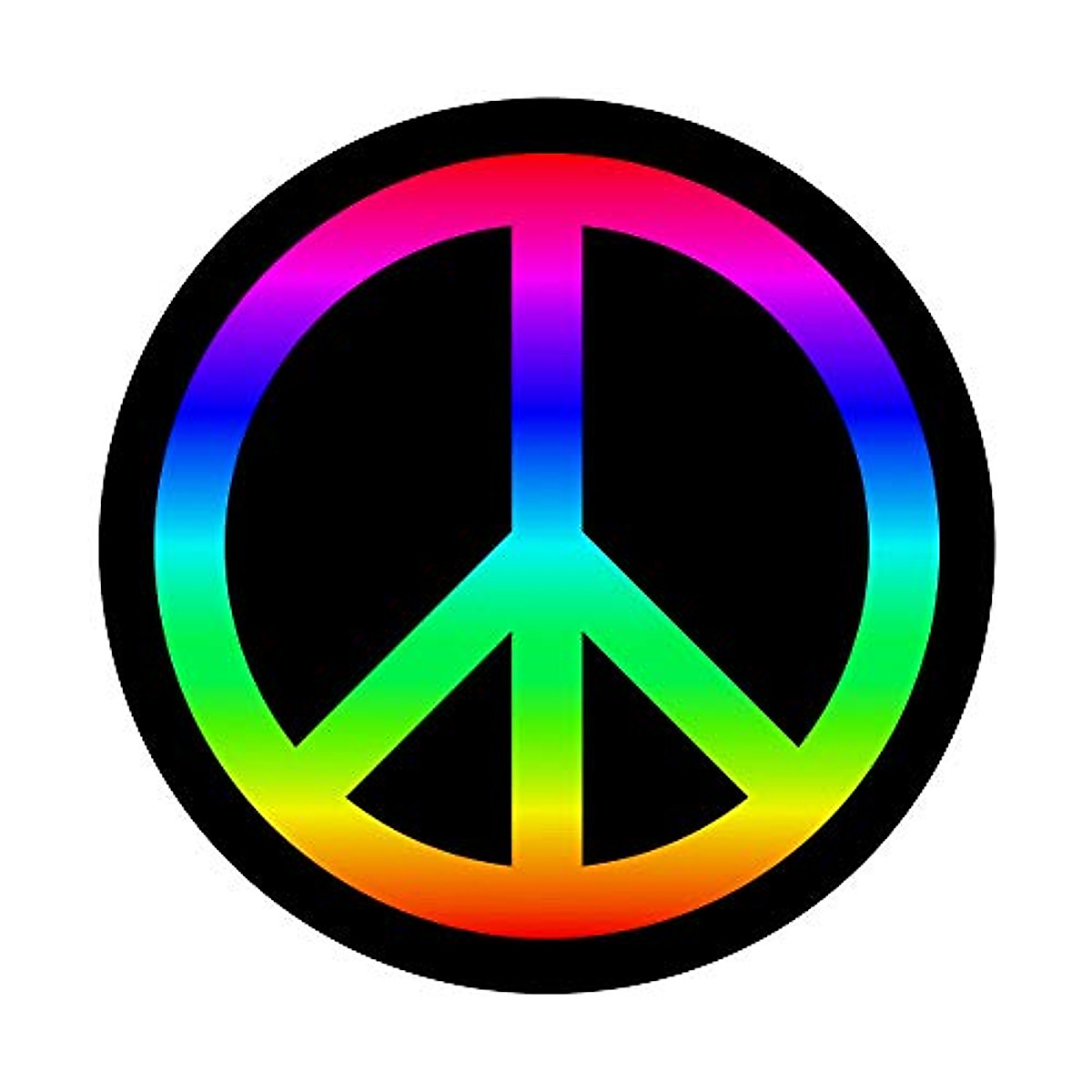 Fuzewear Peace Sign Rainbow Black PopSockets Stand for Smartphones and Tablets