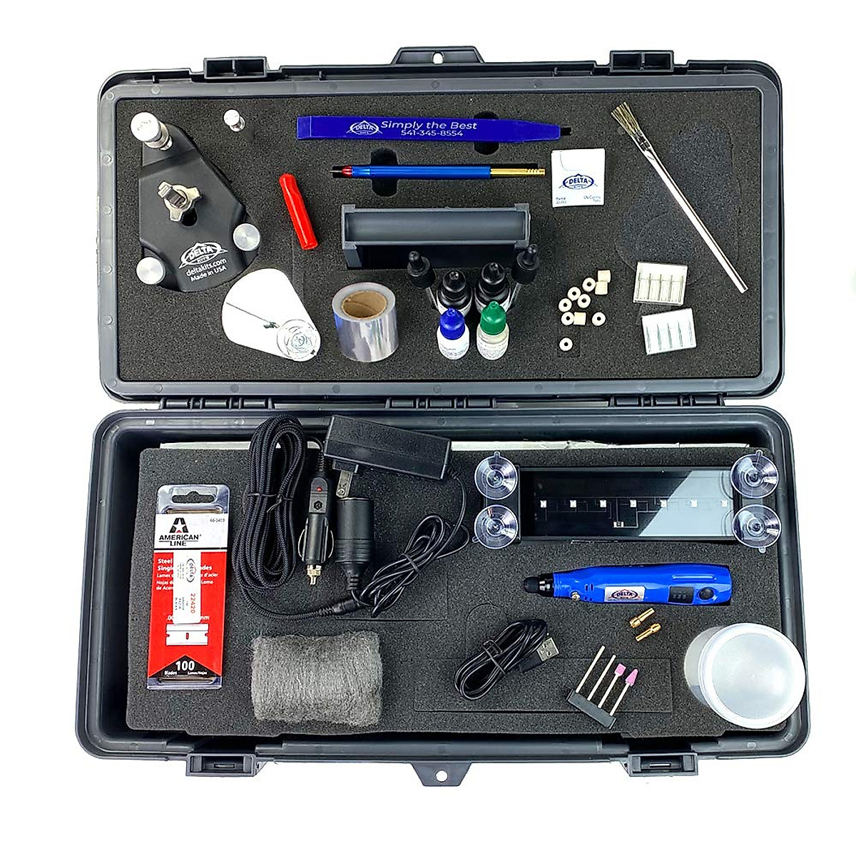 Delta Kits Windshield Repair System - Complete Mobile Auto Glass Repair Kit - Professional Grade - EZ-250S Mobile