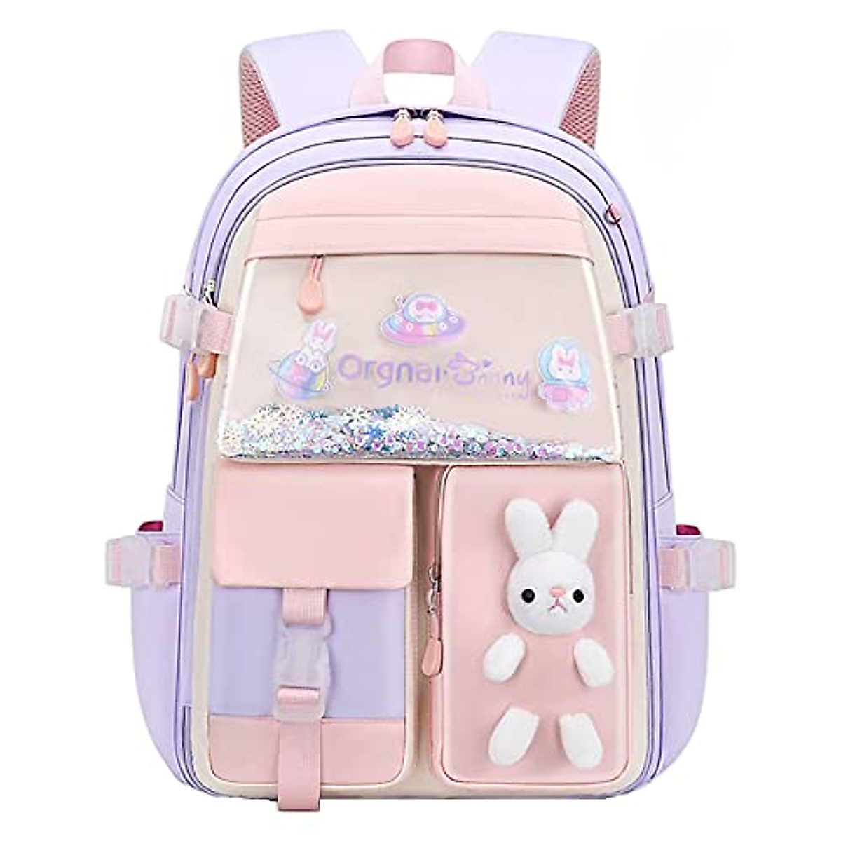 VJQB Bunny Backpack, Bunny School Backpack, Bunny Backpack for Girls, Bunny Backpack for School (A-Large-Purple)