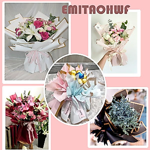 EMITAOHWF 20-Sheet Brown Flower Wrapping Paper, Floral Waterproof Bouquet Wrapping Paper for Flowers, Florist Wrapping Paper for DIY Craft, Gift Packaging