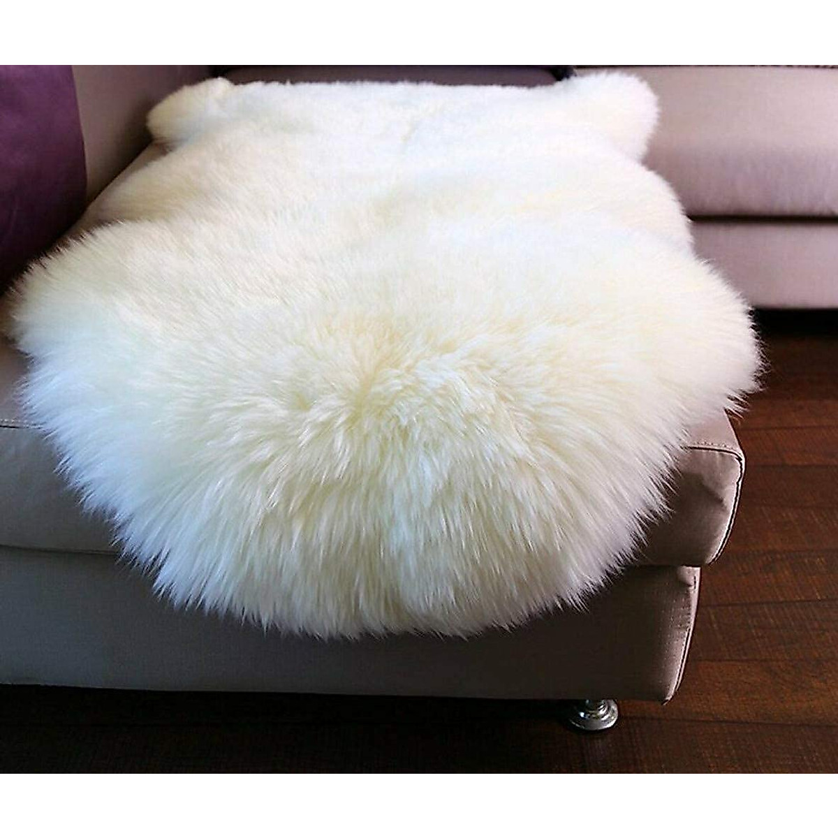 Asuprui Genuine Sheepskin Rug Bedroom Fluffy Rug Natural Fur Rug Nursery Rug 2X3 Feet Ivory Animal Rugs Bear Skin Rugs for Living Room Bedroom Sofa Chair