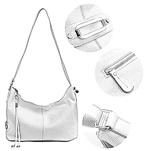 zency 6 Colors Fashion 100% Genuine Leather Women Shoulder Bag OL Style Handbag Lady Casual Tote (White)