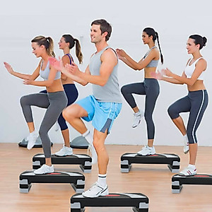 Smartxchoices 30'' Aerobics Stepper Workout Step Platform with 4" - 6" - 8" Adjustable Risers, Fitness Exercise Workout Trainer,Non-slip Step Platform for Cardio, Core, Strength Training,Home Gym