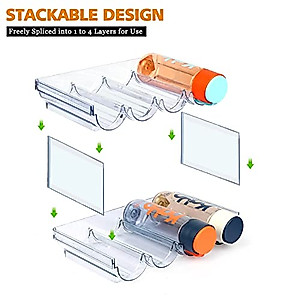 Water Bottle Organizer, 4 Packs Stackable Plastic Water Bottle Cup Holder, Wine/Drink/Water Bottle Storage Stand for Kitchen Countertop, Cabinet, Freezer, Pantry, Office, Total Holds 16 Containers