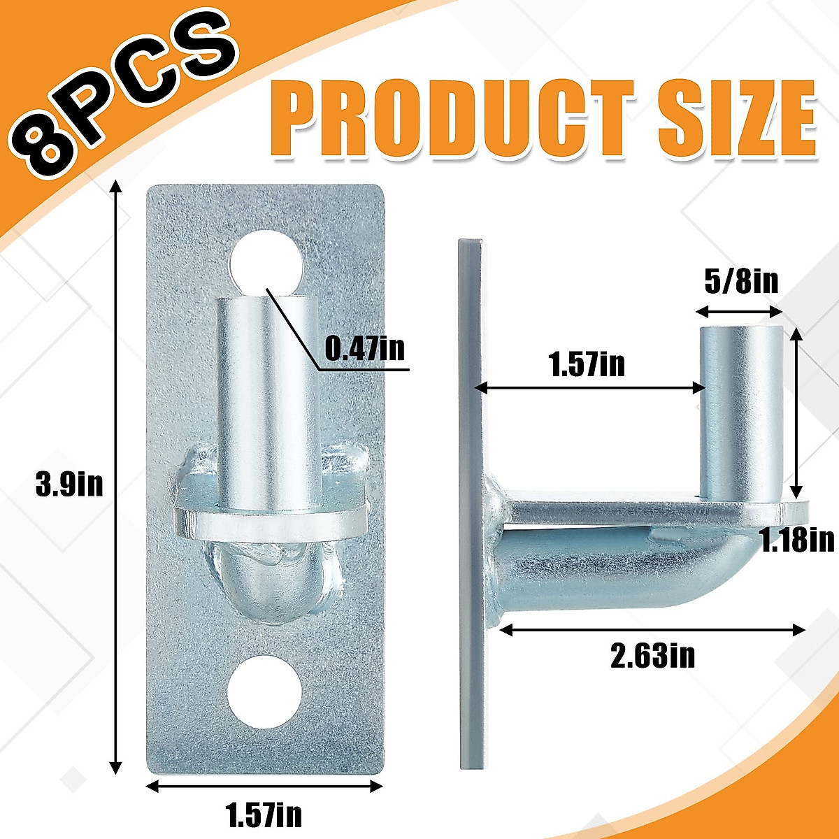 Dunzy Wall Mount Gate Hinges Wall Plate Hinges Heavy Duty Gate with 5/8 Hinge Pin Outdoor Chain Link Fence, Screws Not Included(4 Pcs)